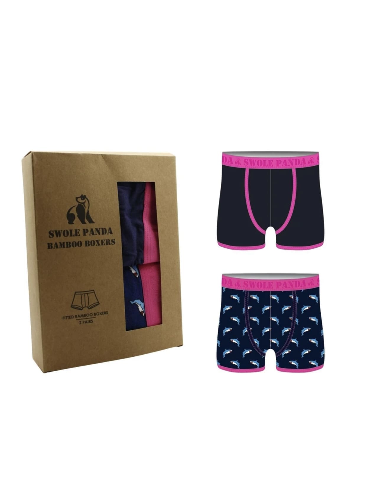 Pink/Navy Sharks 2-Pk Boxers | Mick Murphy Menswear Cork